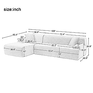 SCANORDIC 109" Sectional Couches for Living Room, Modern L Shape Living Room Furniture with Chaise, Comfy Couches for Living Room, Apartment, Studio, Office,Beige