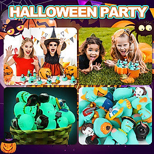 SCIONE 48 Pack Glow in The Dark Halloween Rubber Duck Party Favors, Assorted Rubber Ducks Toys Halloween Party Supplies Trick or Treat Supplies Goodie Bag Fillers Baby Showers Bath Toys for Kids