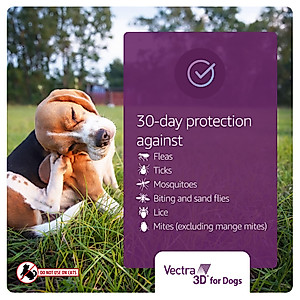 Vectra 3D for Dogs Flea, Tick & Mosquito Treatment & Prevention for Small Dogs (11 – 20 lbs) , 3 month supply