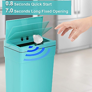 13 Gallon Touch Free Automatic Trash Can, 50L High-Capacity Electronic Motion Sensor Kitchen Garbage Can, Plastic Trash Bin Waste Bin with Lid for Kitchen Living Room Office, Blue - Set of 2