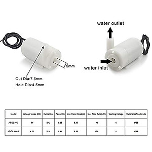 WayinTop 3pcs Mini Water Pump DC 3V 5V Micro Submersible Motor Pump + 3M Clear Vinyl Tubing Flexible PVC Tubing for Fish Tank Fountain Aquarium Garden Plant Flower