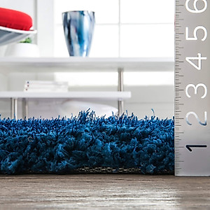 nuLOOM Hand Tufted Maginifique shag Area Rug, 6x9, Teal