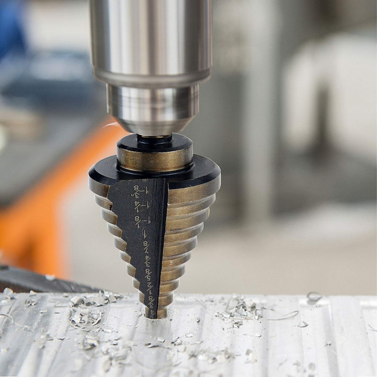 5PCS Step Drill Bit Set with a Automatic Center Punch Including 50 Sizes Hole Choices