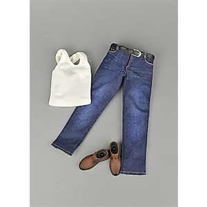 HiPlay 1/6 Scale Figure Doll Clothes, Suit, Shirt+Pants+Belt+Shoes Outfit Costume for 12 inch Male Action Figure Phicen/TBLeague M33 CM083(A:White)