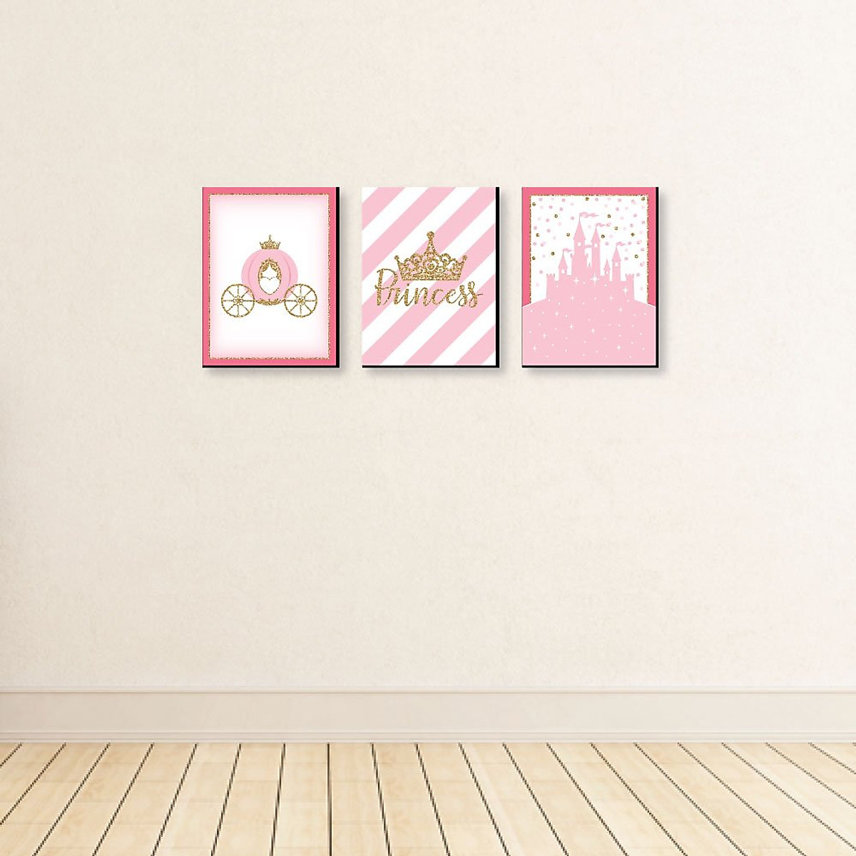 Big Dot of Happiness Little Princess Crown - Castle Nursery Wall Art and Kids Room Decorations - Gift Ideas - 7.5 x 10 inches - Set of 3 Prints