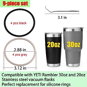 Generic 8 Pack Suitable for 20 oz yeti rubber seal replacement,Suitable for Yeti Rambler、Chillout、Rtic、Hogg、Beast、Mossy Oak、Ozark Trail Brand mugs, 1, WFGSADWSA060