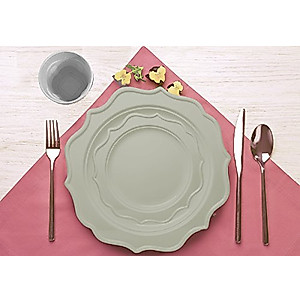 Tiger Chef 96-Pack White Color Round Scalloped Rim Disposable Plastic Plate Set for 48 Guests Includes 48 10-Inch Dinner Plates, 48 8-Inch Salad Plates - BPA-Free