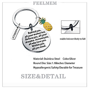 FEELMEM IVF Pineapple Gifts Infertility Warrior Gift Behind You All Your Memories Before You All Your Dreams Keychain IVF Gift for Infertility Mom (Pineapple-ky)
