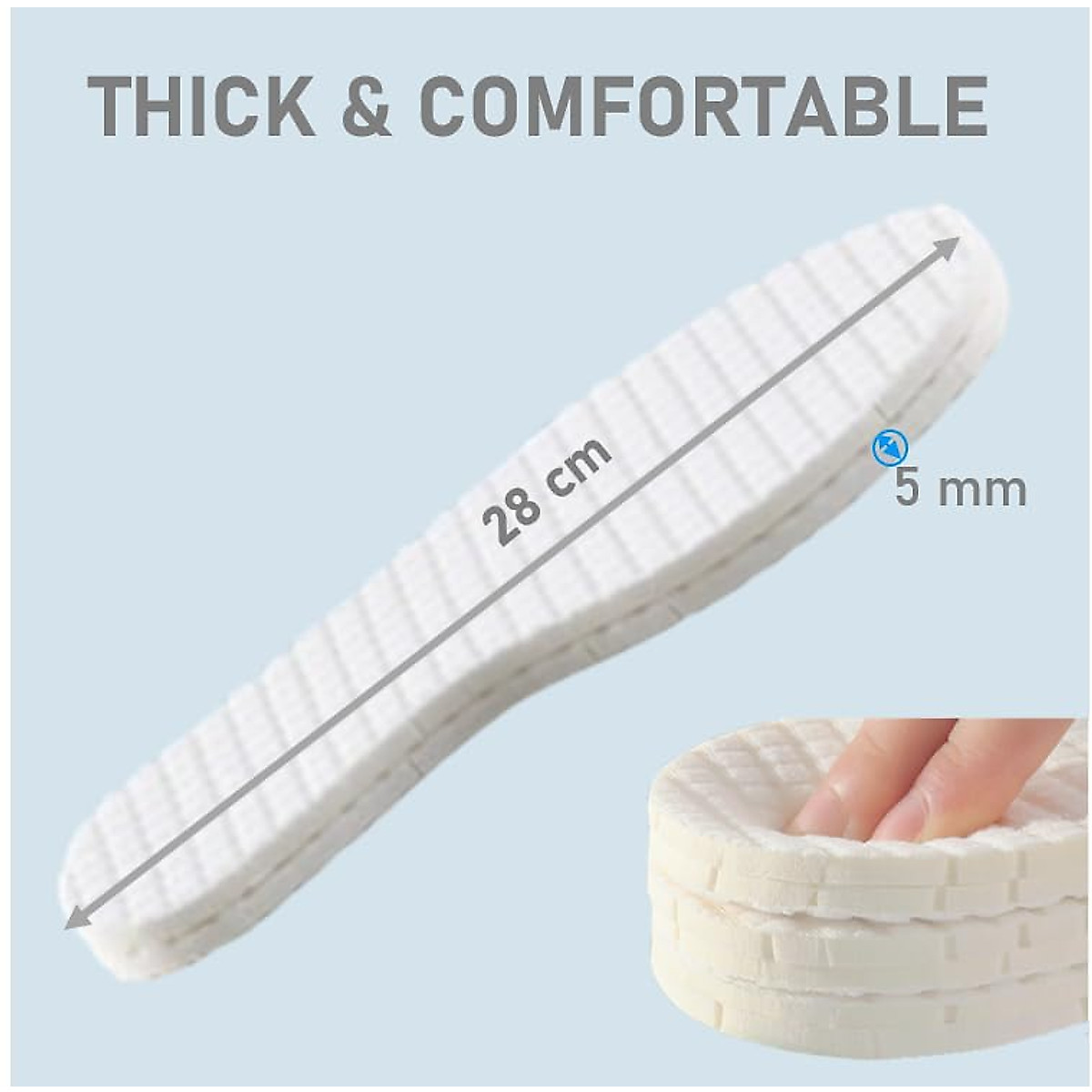 VivoFoot 3 Pairs Anti Odour Cotton Insoles, Breathable Terry Barefoot Odour Eating Inserts, Cut-to-Size Everyday Comfort Replacement Shoe Pads for Men & Women