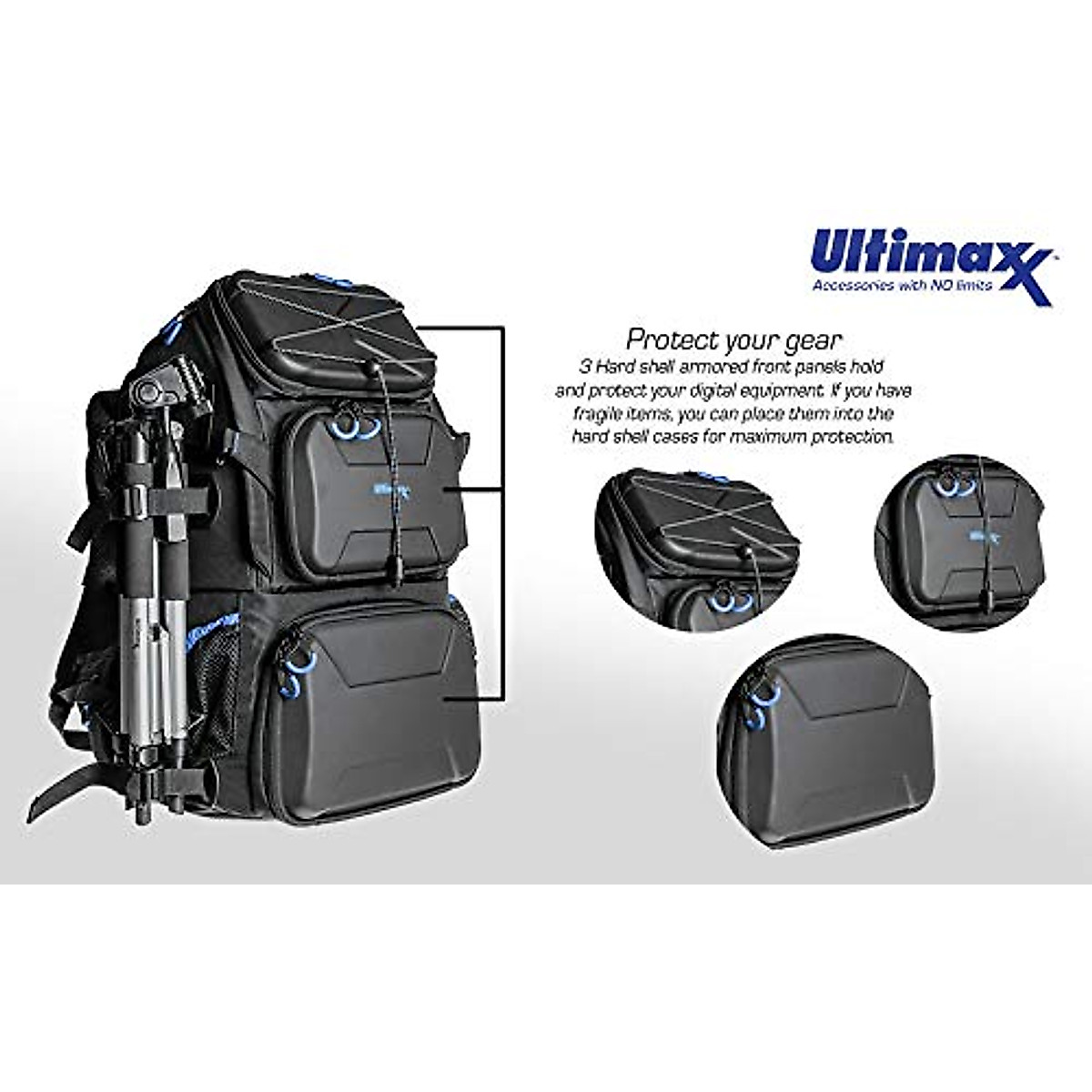Ultimaxx Extra Large Camera DSLR/SLR Backpack for Nikon, Canon, Sony, Panasonic, Pentax, Olympus, and Fuji Cameras—an Outdoor Hiking/Travelling Backpack with 15.6 Laptop Compartment