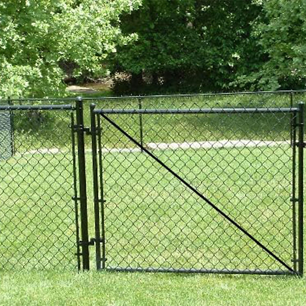 Adjust-A-Gate Adjustable Chain Link Square Corner Complete Gate Kit, Fit-Right, Black, 6'H