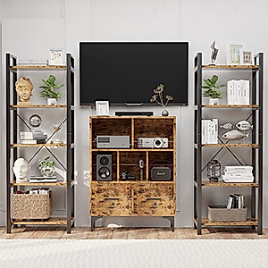 IRONCK Bookshelf, 3-Tier Cube Bookcase with 2 Drawer with Metal Legs, 9.4" D x 32" W x 43" H Office Bookshelves for Living Room, Office, Bedroom Easy Assembly