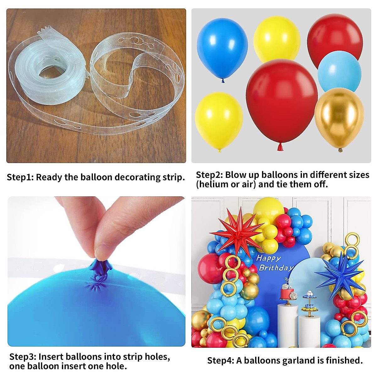 Balloon Arch Kit, Red Blue Yellow Balloons Garland Kit with Explosion Star Foil Balloons for Cartoon Hedgehog Carnival Circus Theme Birthday Party Baby Shower Decorations