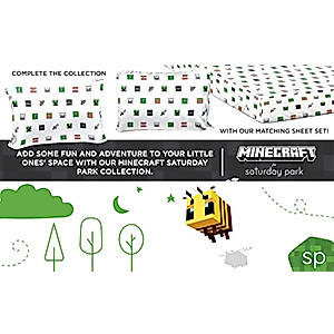 Saturday Park Minecraft Emblematic Twin Duvet Cover & Sham Set - 2 Piece 100% Organic Cotton Duvet Set Features Creeper, Alex & Steve - GOTS & Oeko-TEX Certified (Minecraft Official)