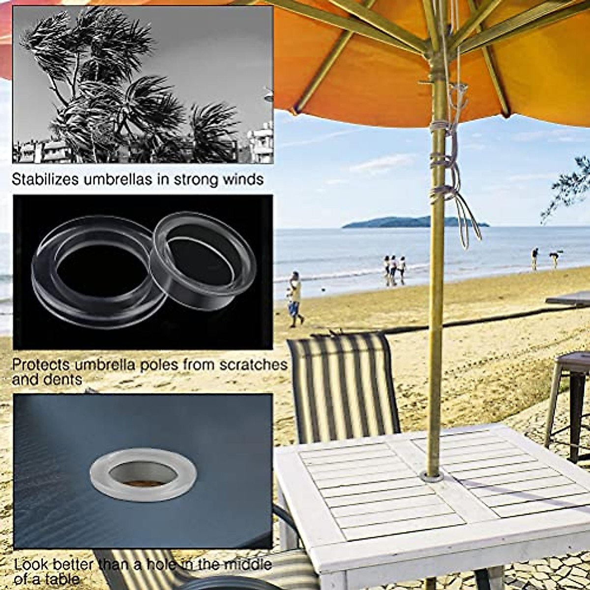 2 Inch 2 Set Silicone Patio Table Umbrella Hole Ring for Standard Table Hole, Umbrella Hole Ring Plug and Cap Set, Outdoor Patio Umbrella Plug for Patio Table