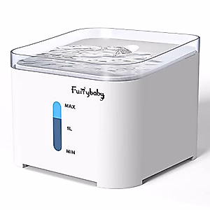 furrybaby Cat Drinking Water Fountain, LED Automatic Pet Water Dispenser with Water Level Window 2L Ultra Quiet Indoor Intelligent Pet Fountain for Cats, Dogs with 2 Filters, White (2L, Pure White)