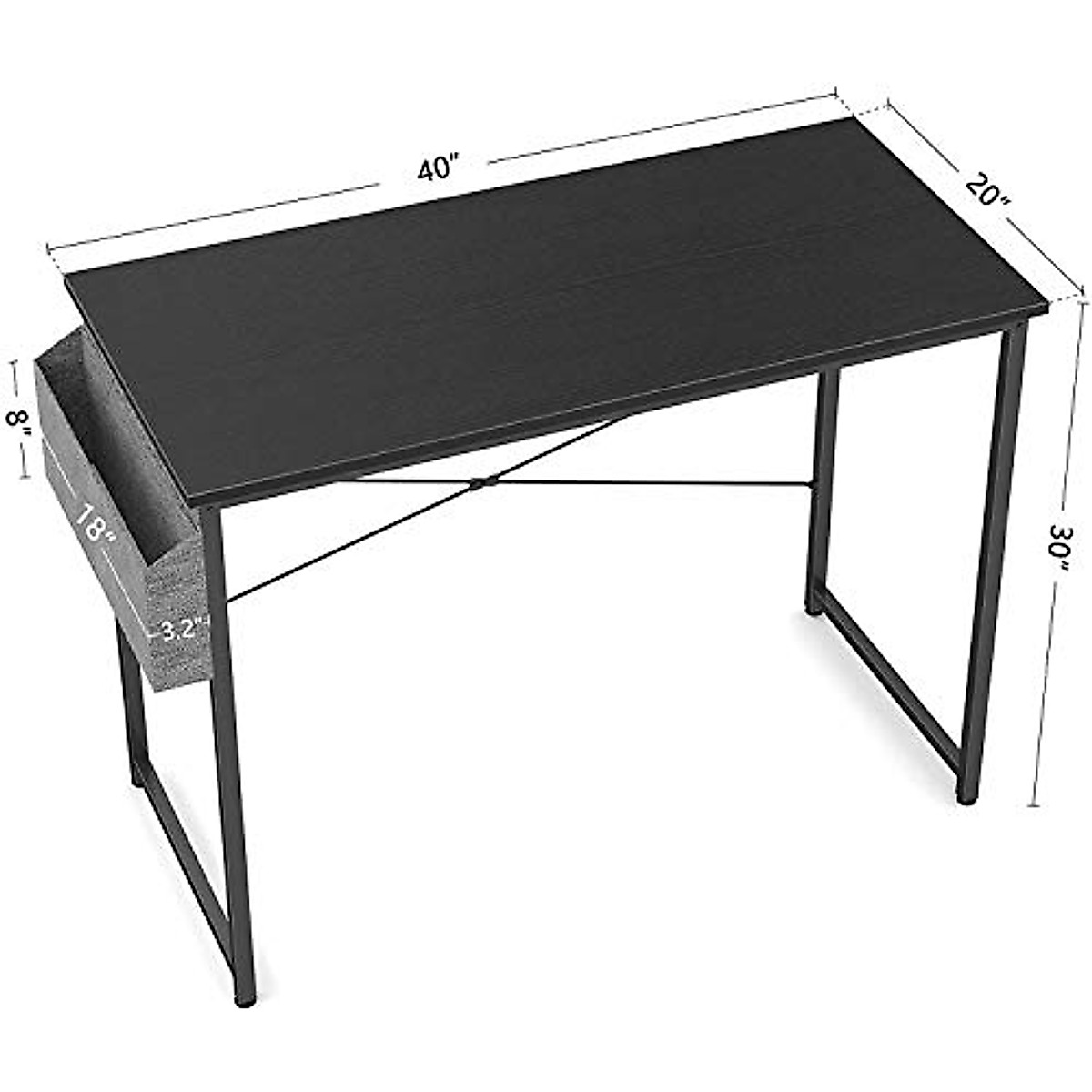 Cubiker Computer Desk 40 inch Home Office Writing Study Desk, Modern Simple Style Laptop Table with Storage Bag, Black