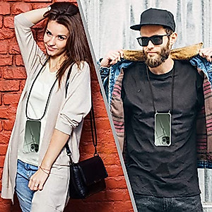 Vauki Crossbody Case for iPhone 13 Pro Clear Silicone Phone Case for iPhone 13Pro 6.1" with Lanyard Neck Cord Strap, Soft TPU Shockproof Protective Transparent Cover Case - Black Necklace