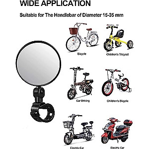 2Pack Universal Bicycle Rearview Mirrors, 360˚Rotatable Bar End Bicycle Mirrors, Wide Angle Convex Bike Bicycle Mirrors for 15-35 mm Handlebar Bikes