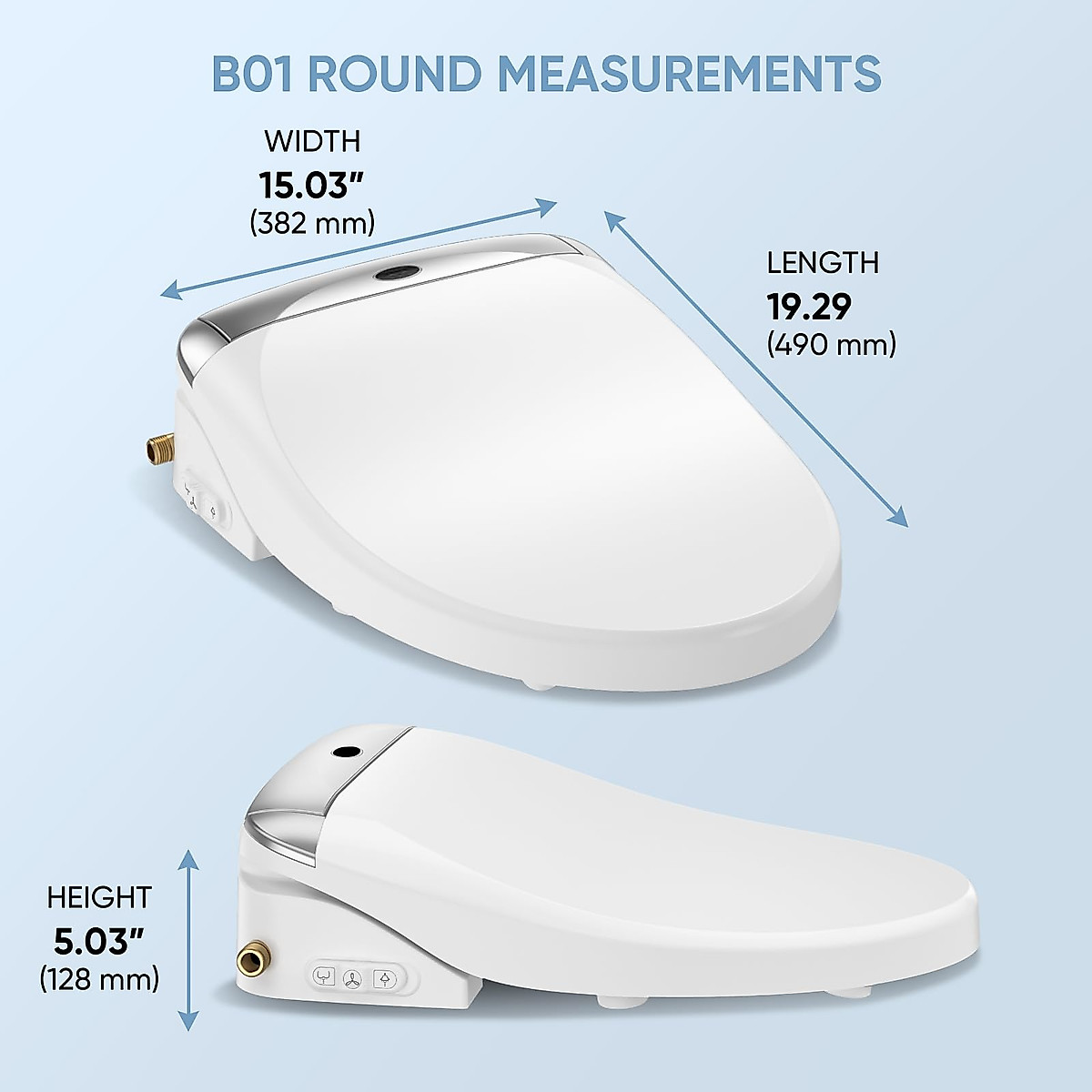 LEIVI Smart Bidet Toilet Seat with Wireless Remote and Side Panel, Multiple Spray Modes, Adjustable Heated Seat, Warm Water and Air Dryer, Auto LED Nightlight, Round