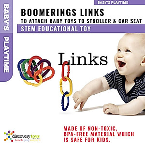 Discovery Toys BOOMERINGS Links to Attach Baby Toys to Stroller & Car Seat| Kid-Powered Learning | STEM Toy Early Childhood Development from Birth