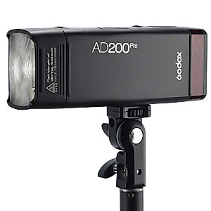 Godox AD200Pro AD200 PRO Pocket Strobe Flash, 200Ws TTL HSS 1/8000s 2.4G Studio Monolight, Lithium Battery Outdoor Speedlite with Godox H200R Ring Flash Head and Godox AK-R1 Round Head Accessories Kit
