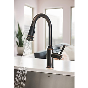 Moen 87731BRB Glenshire One-Handle High Arc Pulldown Kitchen Faucet, Mediterranean Bronze
