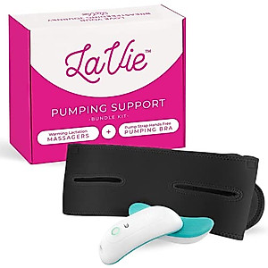 LaVie Warming Massagers 2-Pack (Pair) and Pump Strap Hands Free Pumping Bra Bundle, Massager and Breast Pump Bra Black