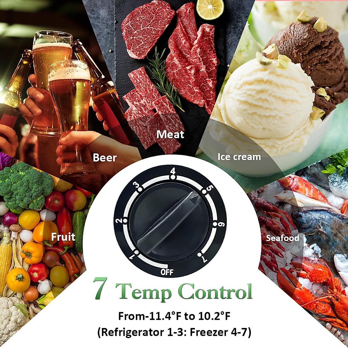 LifePlus Chest Freezer 3.8 Cubic Feet with Removable Storage Basket, Deep Freezer 7 Adjustable Temperature, Energy Saving, Super Quiet for Garage, Office, Kitchen, or Apartment