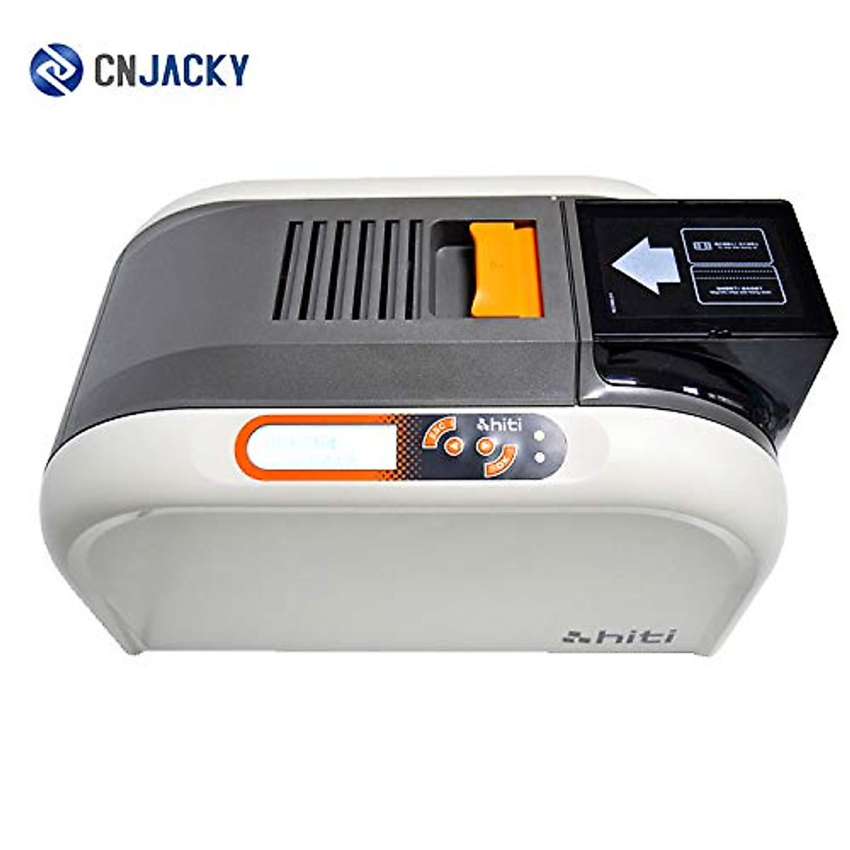 CNJACKY ID Card Printer, Card Printing Machine, CS-200e Dye Sublimation Printing Technology, Carddesiree Cs Software, Upgradable Encoding 300 Dpi Card Printer (Monochrome)