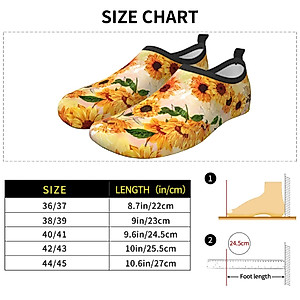 Sunflower Water Shoes for Men Women Aqua Socks Barefoot Quick-Dry Beach Swimming Shoes for Yoga Pool Exercise Swim Surf