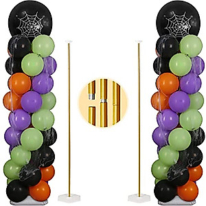TEKXYZ Gold Balloon Stand Set of 2, 1 to 5.25 Ft Adjustable Metal Balloon Column for both Floor Stand and Table Centerpieces