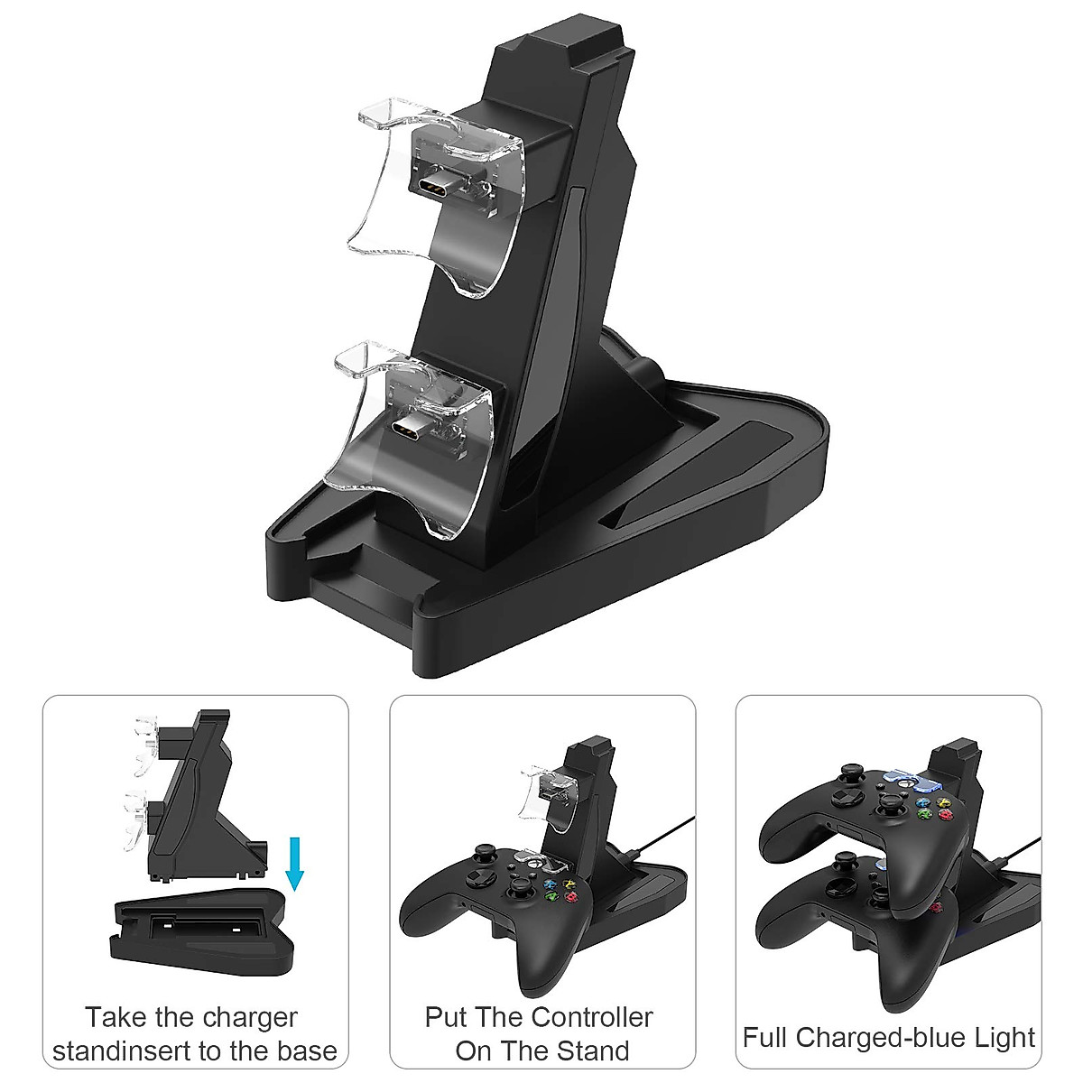 Dual Controller Charger Station for Xbox Series X/S, Charging Dock Bracket Stand for Xbox Serie S/X with 2X1400 mAh Rechargeable Battery Packs and USB C Port Charging Cable for Xbox Series X/S