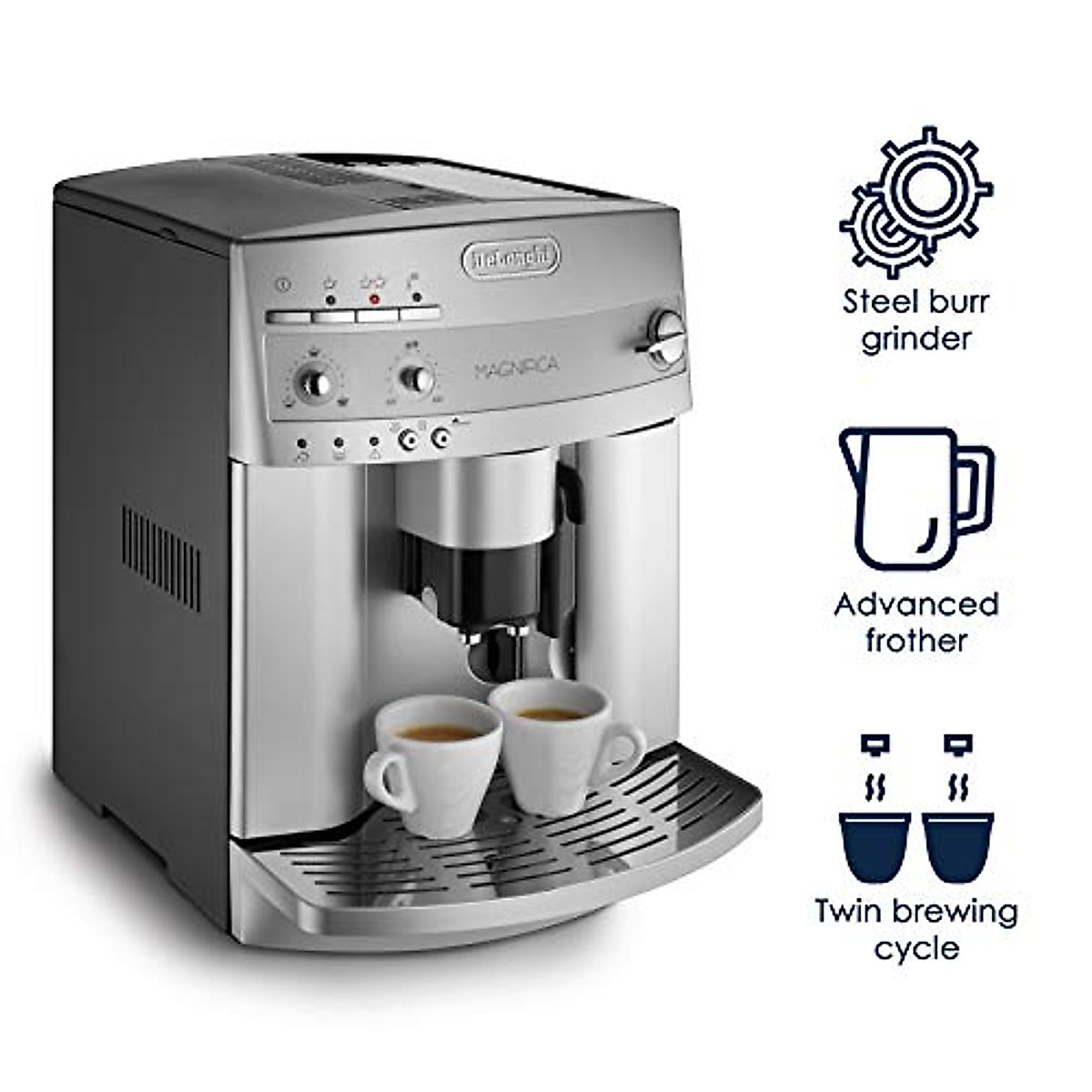 De'Longhi ESAM3300 Magnifica Super Automatic Espresso & Coffee Machine, Silver