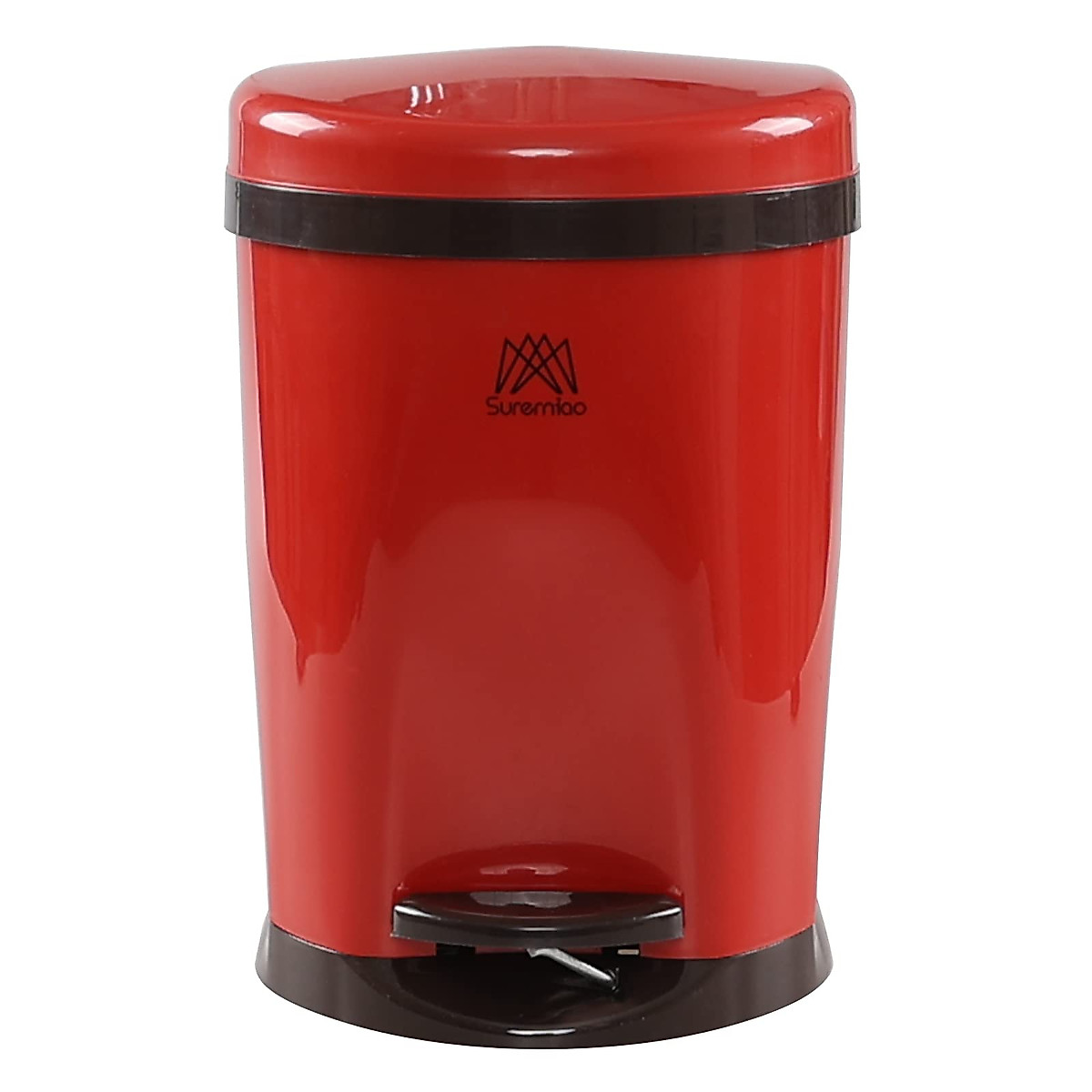 Ggbin 7 Liter Plastic Garbage Can with Foot Pedal, 1 Pack, Red