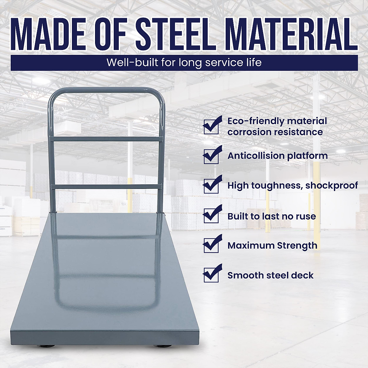 5Seconds Platform Cart Industrial Dolly Cart Heavy Duty 48” X 24” Platform Truck Commercial Cart Flatbed Platform Cart with 2000lb Capacity, Moving Cart 6” Swivel Wheels Flatbed cart, Push Cart
