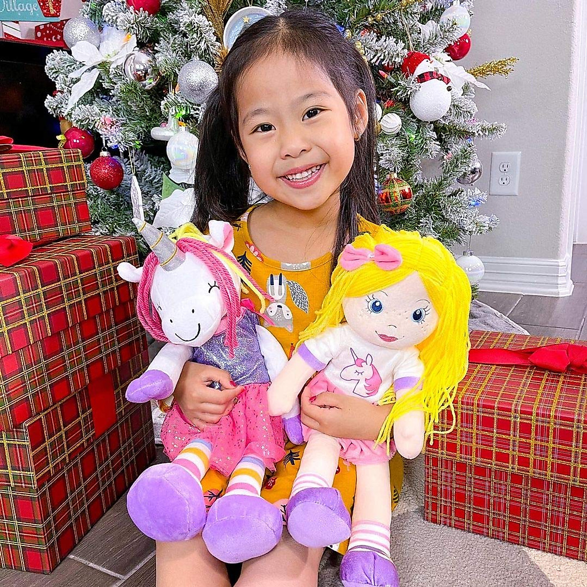 PLUSHIBLE BRIDGING MILES WITH SMILES Soft Baby Doll Unicorn - Plush Rag Doll with 2 Clothing Sets, My First Plush for Girls, Babies & Infants, Soft Baby Stuffed Toy - White Or Cream, 18" Unicorn