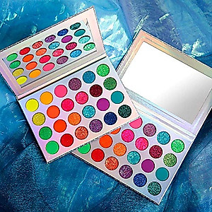 DE'LANCI Neon Eyeshadow Palette Glow in the Dark, Aurora Glow Eyeshadow Pallets Stage, Halloween Christmas Makeup Kit UV Blacklight Matte and Glitter Fluorescent Eye Shadows Highly Pigment