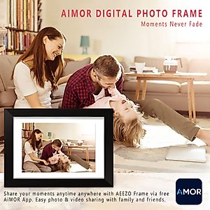 AEEZO WiFi Digital Picture Frame 10 Inch IPS Touch Screen FHD 2K Display Smart Cloud Photo Frame with 16GB Storage, Easy Setup to Share Photos & Videos, Auto-Rotate Frame (Black)