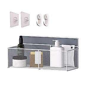 jomgeroz Wall Mounted Storage Basket Metal Mesh Shower Caddy Shelf Rack Organizer for Bathroom Shampoo Bath Soap Container black metal storage basket wall