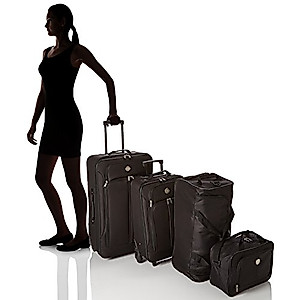 Travelers Club Genova Softside Upright Luggage, Black, 4-Piece Set