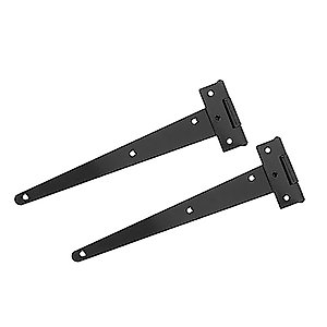 Housoutil 4pcs 10 Cabinet Hinges Black T Shape Hinges Heavy Duty Black Gate Hinges for Metal Black Gate Hinges for Wooden Fences Heavy Duty Barn Door Gate Spring Door Hinges Strap Hinges