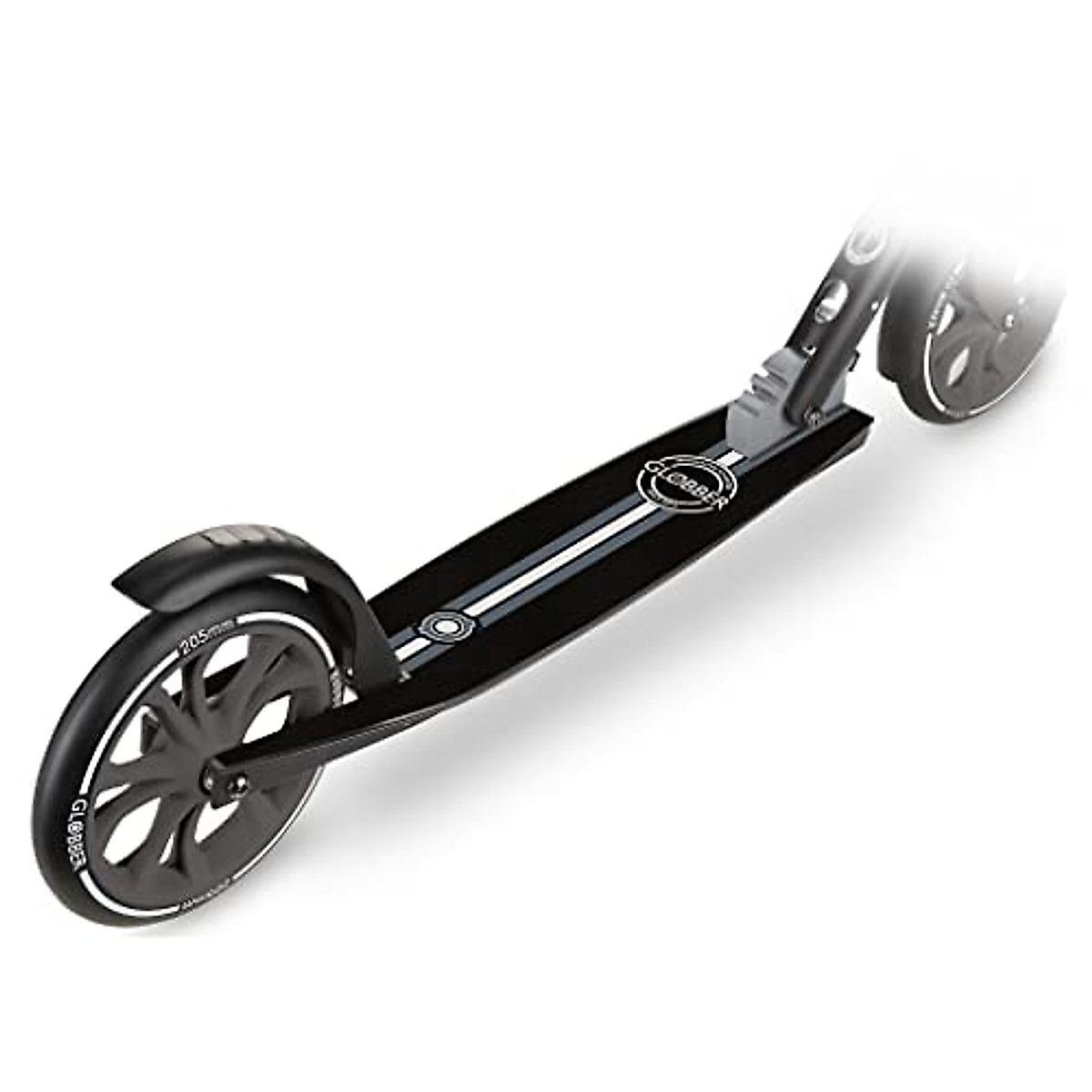 Globber 2 Wheel Kick Scooter for Teens and Adults Ages 41+ | Adjustable T-Bar Scooter with 3 Height Settings | Foldable Kick Scooter for Easy and Convinent Travel & Storage (Black & Grey)