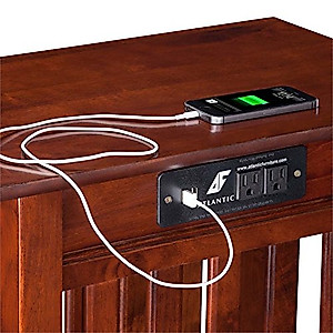 Home Square 2 Piece Mission Charger Chair Side Table Set in Walnut