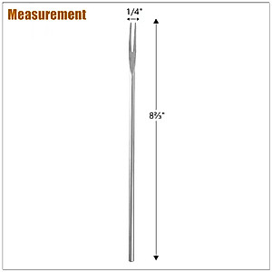 Pickle Fork, 8.6 Inches Long Handle Olive Forks, Round Handle Stainless Steel Salad Forks, 2-Tine Fork for Dessert Appetizer Cocktail Fruit and Vegetables, Set of 3, Silver