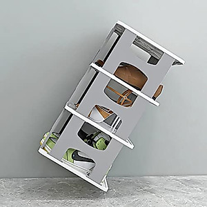 SDlumeiy 4 Tier Shoe Racks, Disassembled and Assembled Simple Shoe Racks, Shoe Organizer, Plastic Shoe Racks. White and Grey (White and Grey, 4tier)