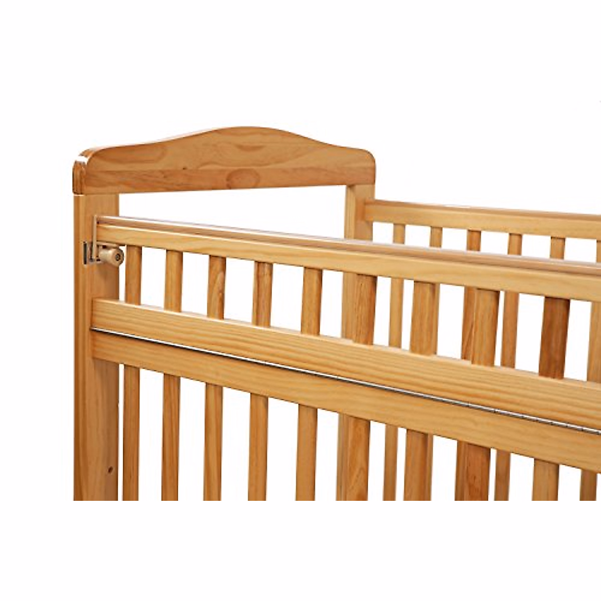 LA Baby Compact Non-Folding Wooden Window Crib with Safety Gate, Natural