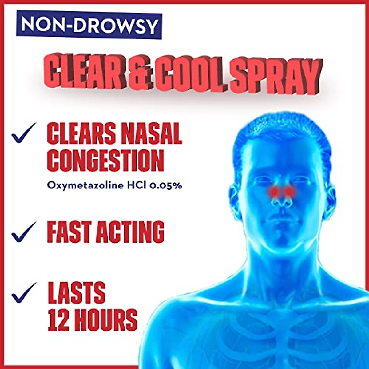 Mucinex Sinus Max Clear & Cool Nasal Decongestant Spray, Cooling Menthol Flavor, 0.75 fl oz, Fast Acting Medicine that Lasts 12 Hours, Relieves Sinus Pressure and Nasal Congestion