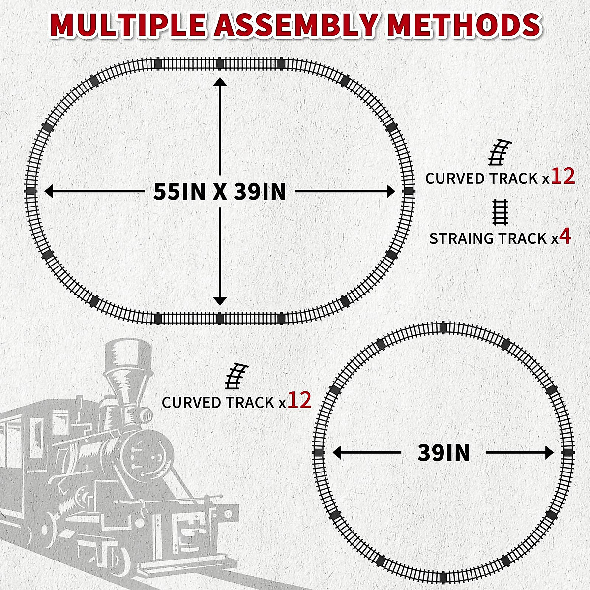 Kukufun Electric Train Set for Kids, Classic Christmas Train Toys Set for Boys Girls Steam Locomotive Engine, Lights & Sound, Tracks, Birthday Toy for Age 3 4 5 6 7 8 9 Years Old Kids