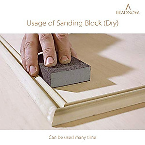 BEADNOVA Sanding Sponge Sand Block Coarse/Medium/Fine/Superfine Assorted Dry Wet Sanding Blocks for Wood Wall Home (Pack of 4, 4 Grit)